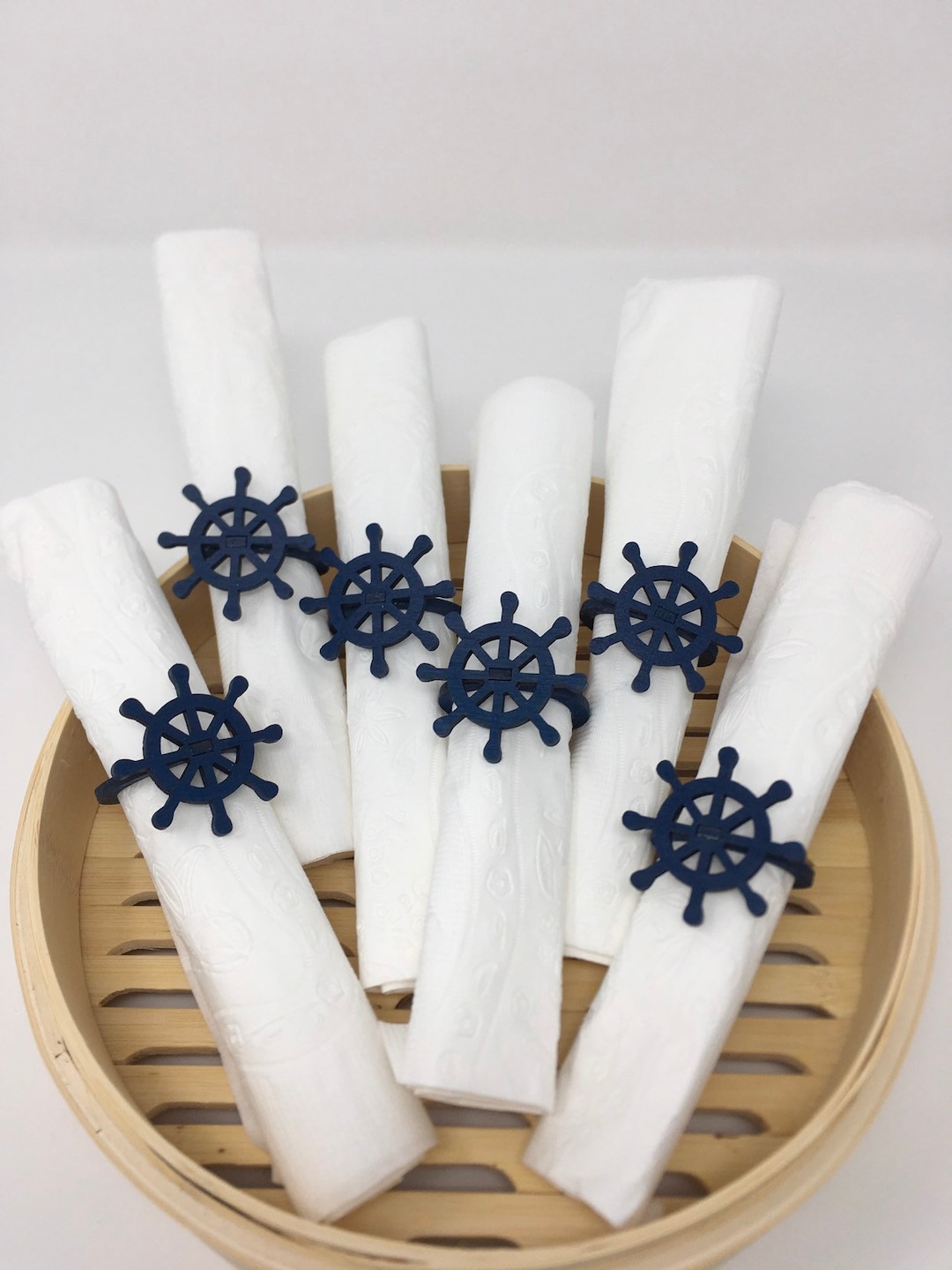 Captains Wheel Napkin Rings|coastal Napkin Rings|nautical Napkin Ring ...