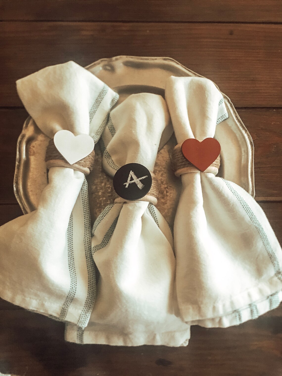 Wooden Napkin Rings Heart Napkin Rings Chalkboard Napkin | Etsy