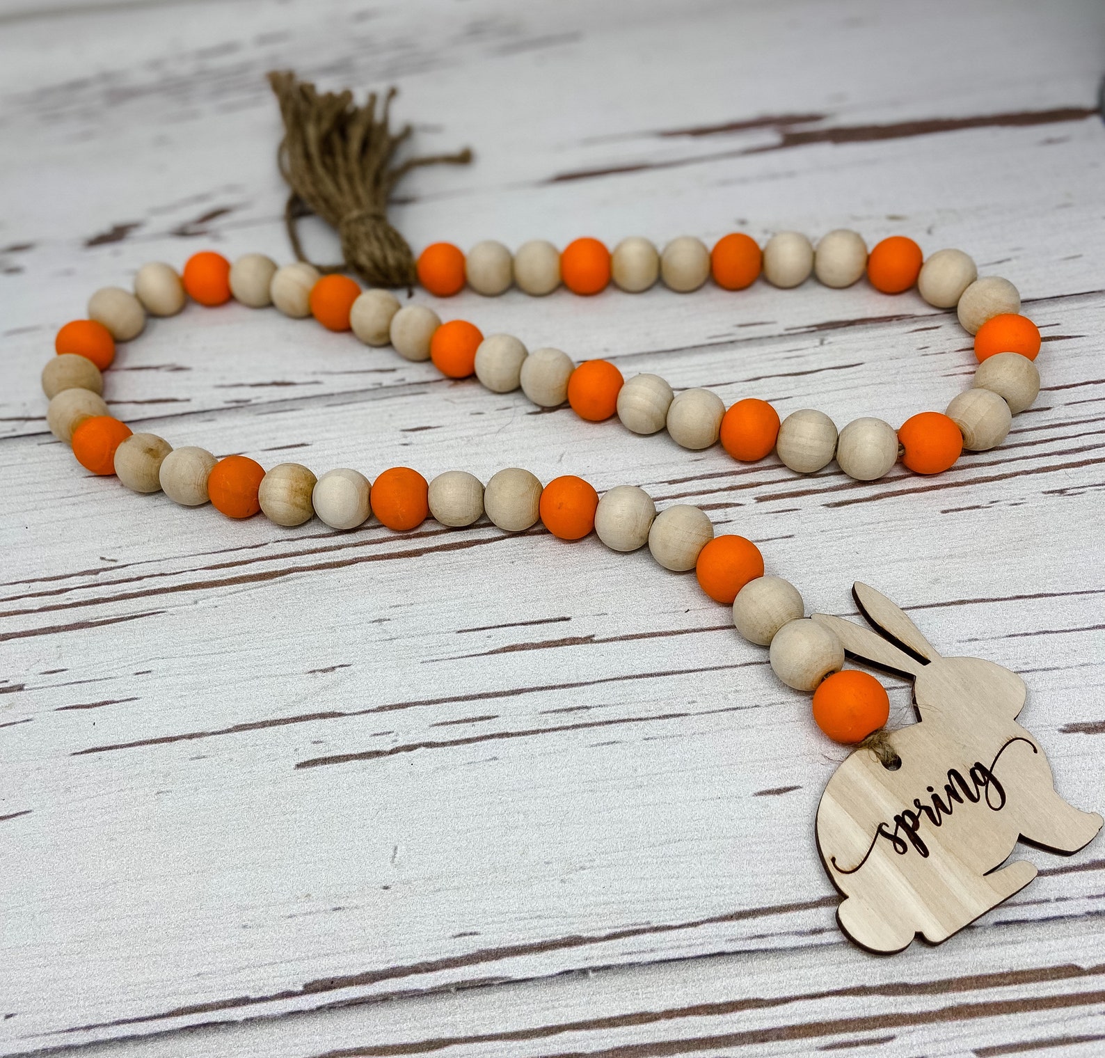 Spring Beaded Garland Beaded Garland Easter Wooden Bead - Etsy