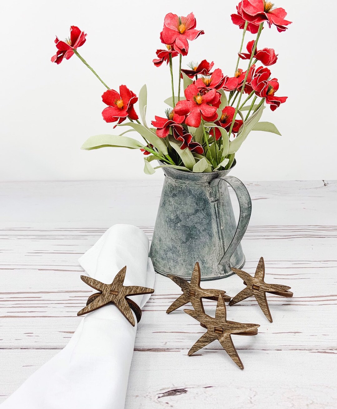 Starfish Napkin Rings | Coastal Napkin Ring | Nautical Napkin Ring ...
