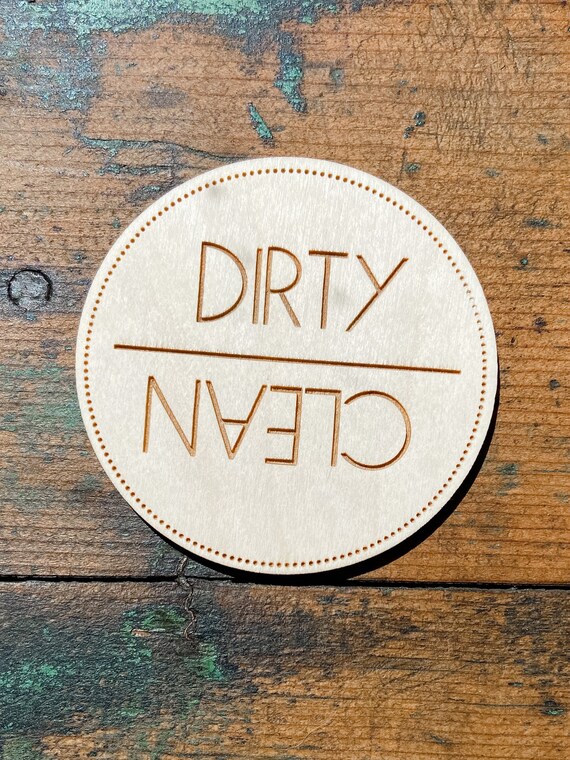Clean Dirty Magnet Engraved Clean Dirty Magnet Wooden - Etsy