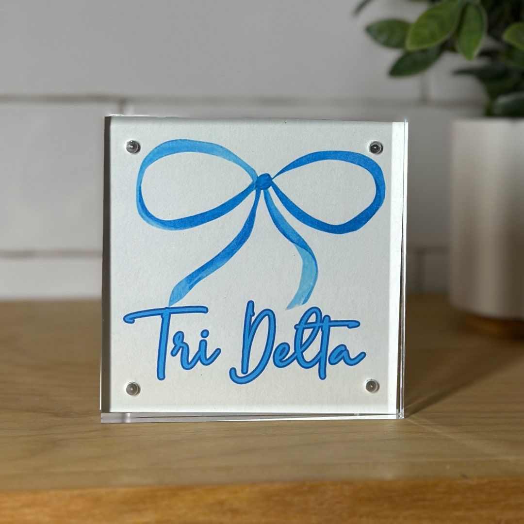 Tri Delta Acrylic Block With Sorority Bow Design - Etsy