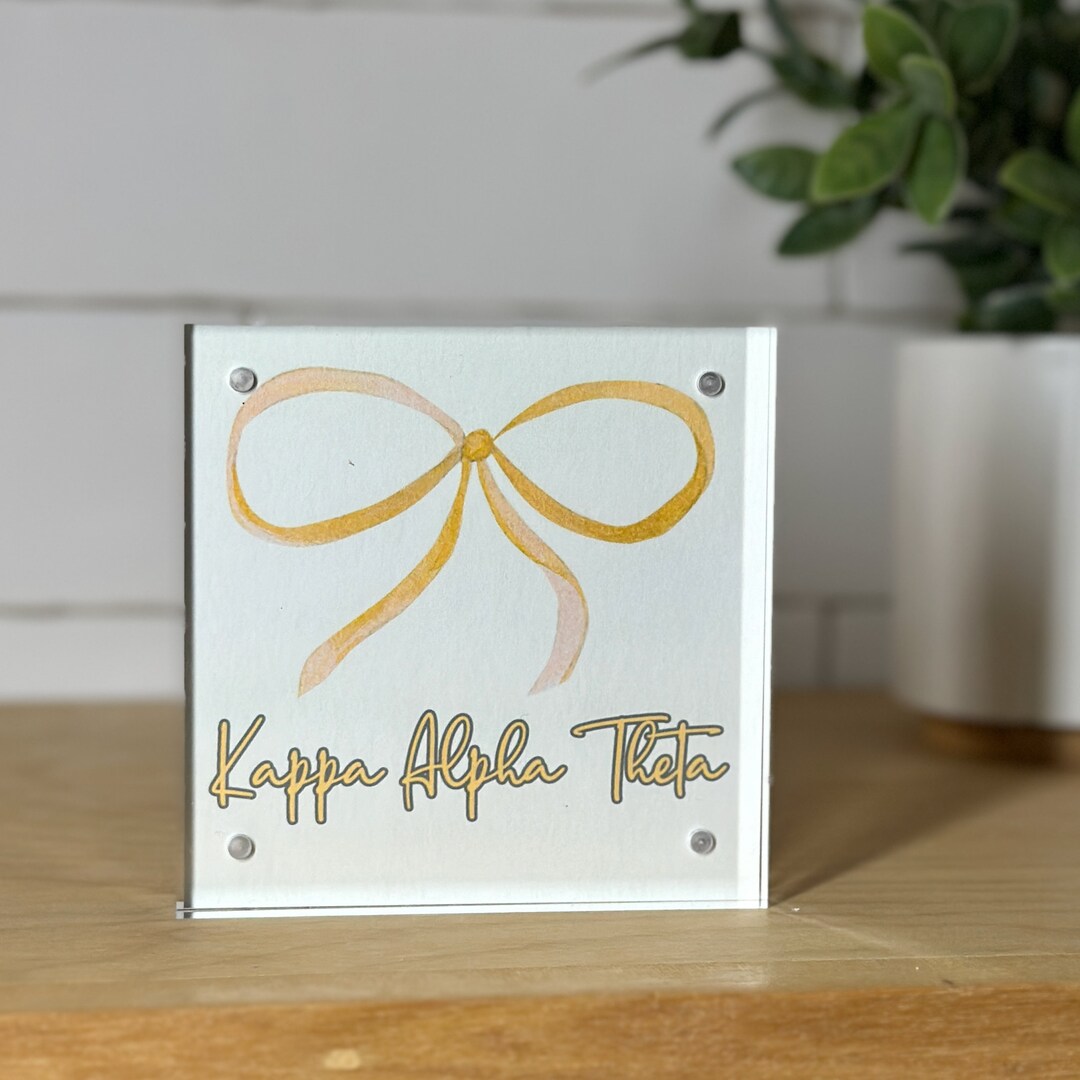 Kappa Alpha Theta Acrylic Block With Sorority Bow Design - Etsy