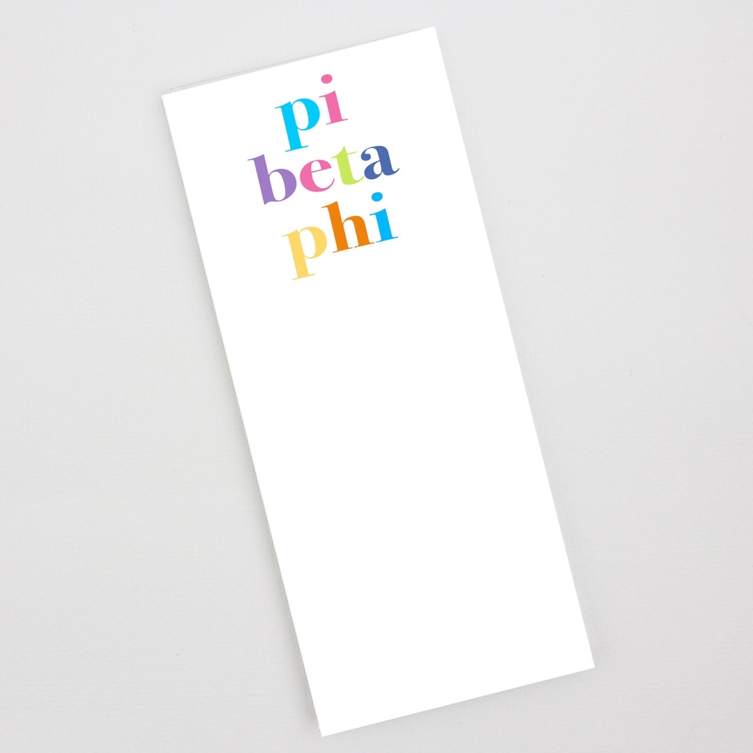 Pi Beta Phi Bright Letters Notepad Pi Beta Phi Sorority Gift - Etsy