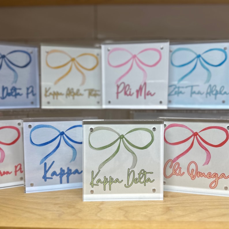 Acrylic Block With Sorority Bow Design - Pi Phi - Chio - Tridelt- Kappa ...