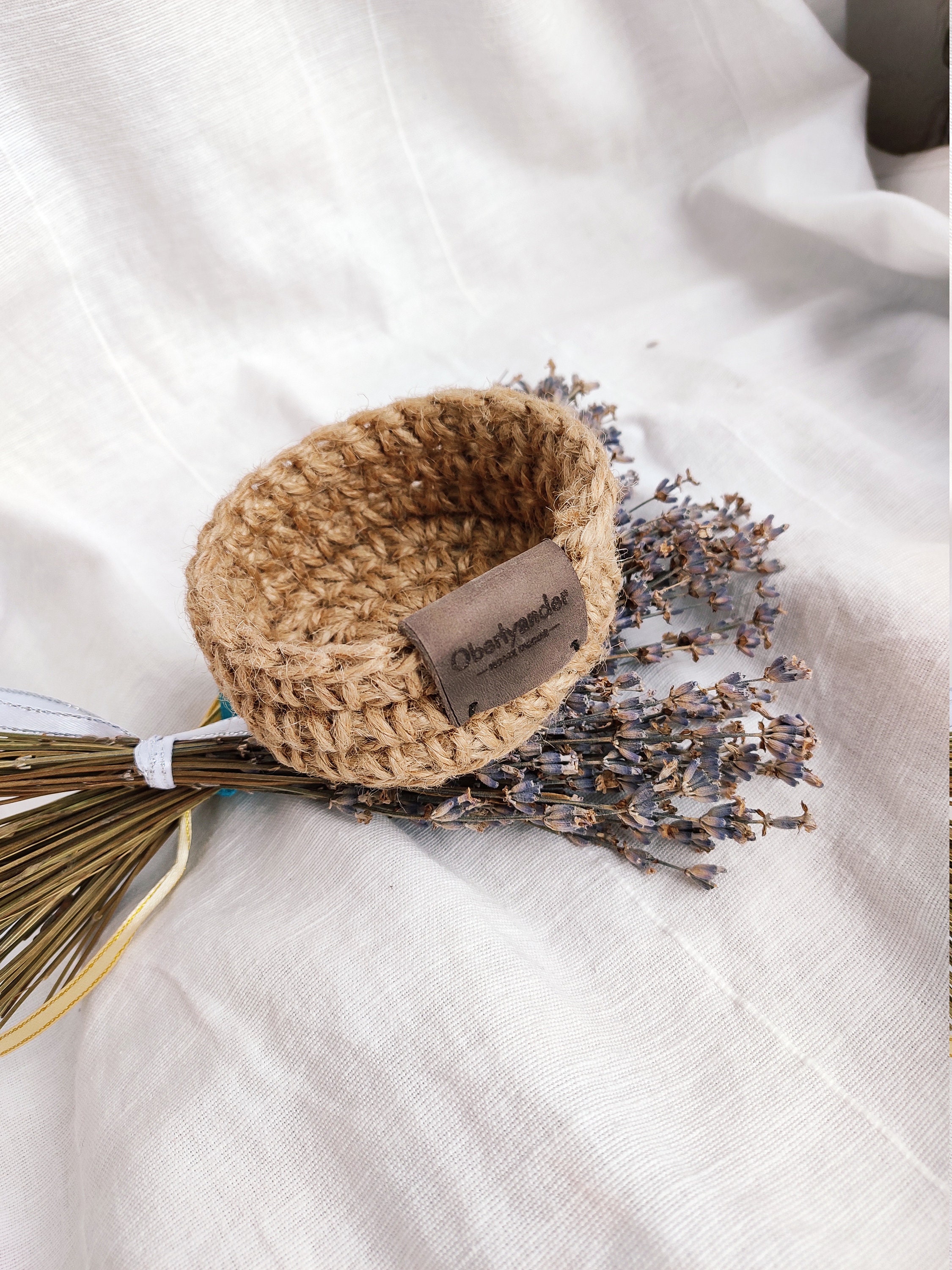 Small Jute Basket, Bathroom and Kitchen Storage Basket, Crochet Jute ...