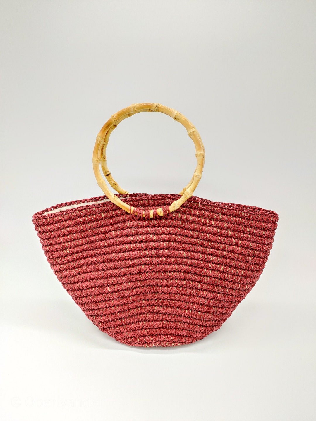 Stroh Strand Korb Tasche, Stroh Französisch Korb Tasche, Leder Griffe Strandtasche, Boho Korb ...