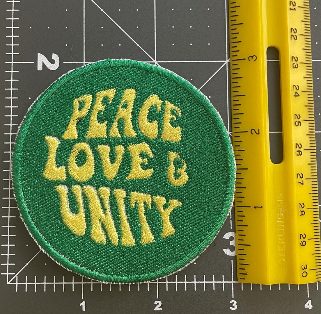 Peace Love Unity Patch in Green & Yellow Handmade 2021 - Etsy
