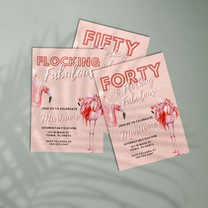 Flocking Fabulous Birthday Event Invitation 50th Birthday 40th Birthday ...