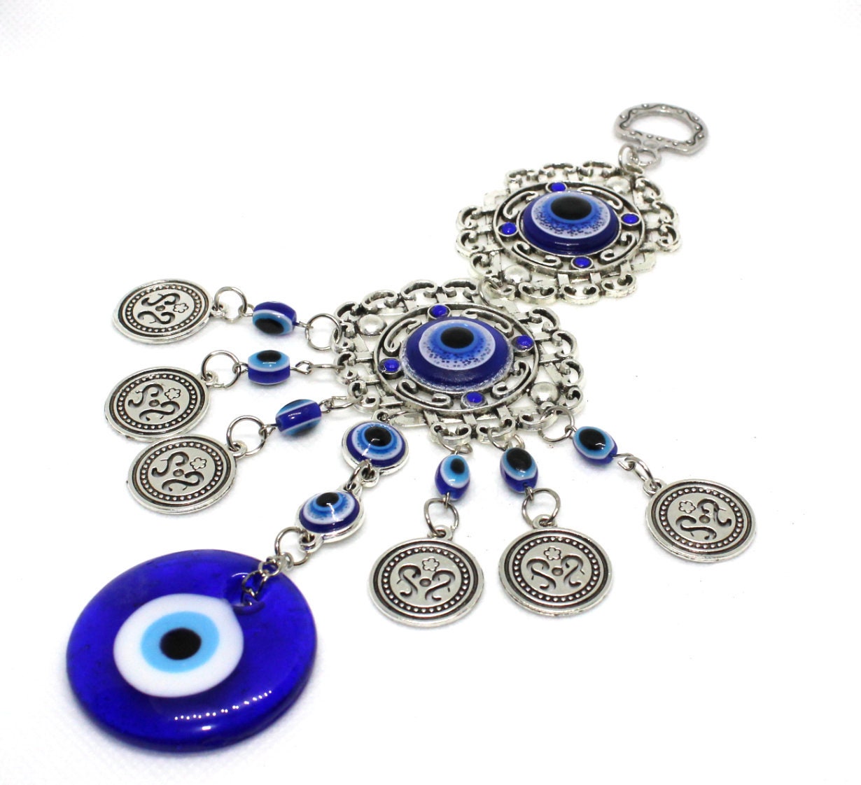 Evil Eye Protection Wall Charm with Turkish Blue Elephant Amulet