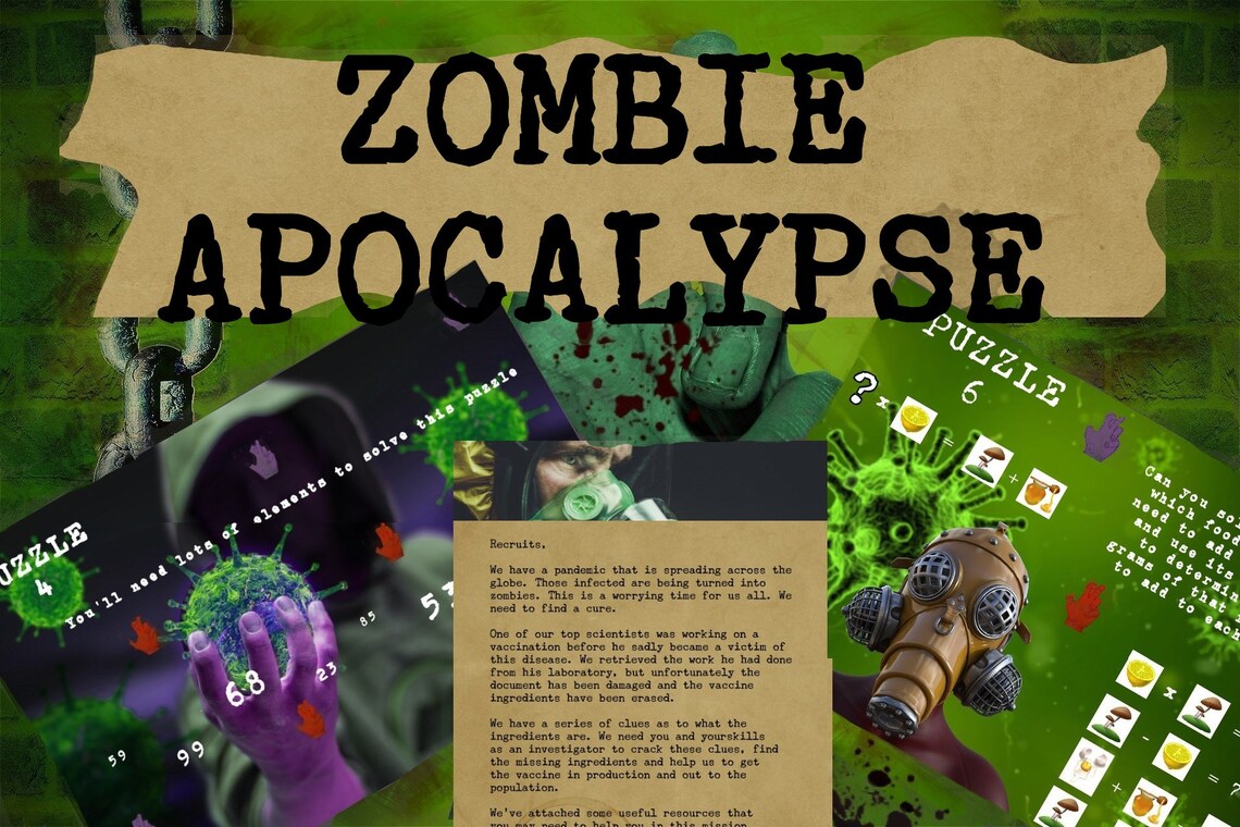 Zombie Apocalypse Escape Room Kit, Escape Room DIY, Printable Kids ...
