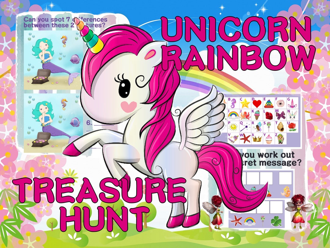 Unicorn Treasure Hunt, Unicorn Game, Kids Kit, Rainbow Treasure Hunt ...