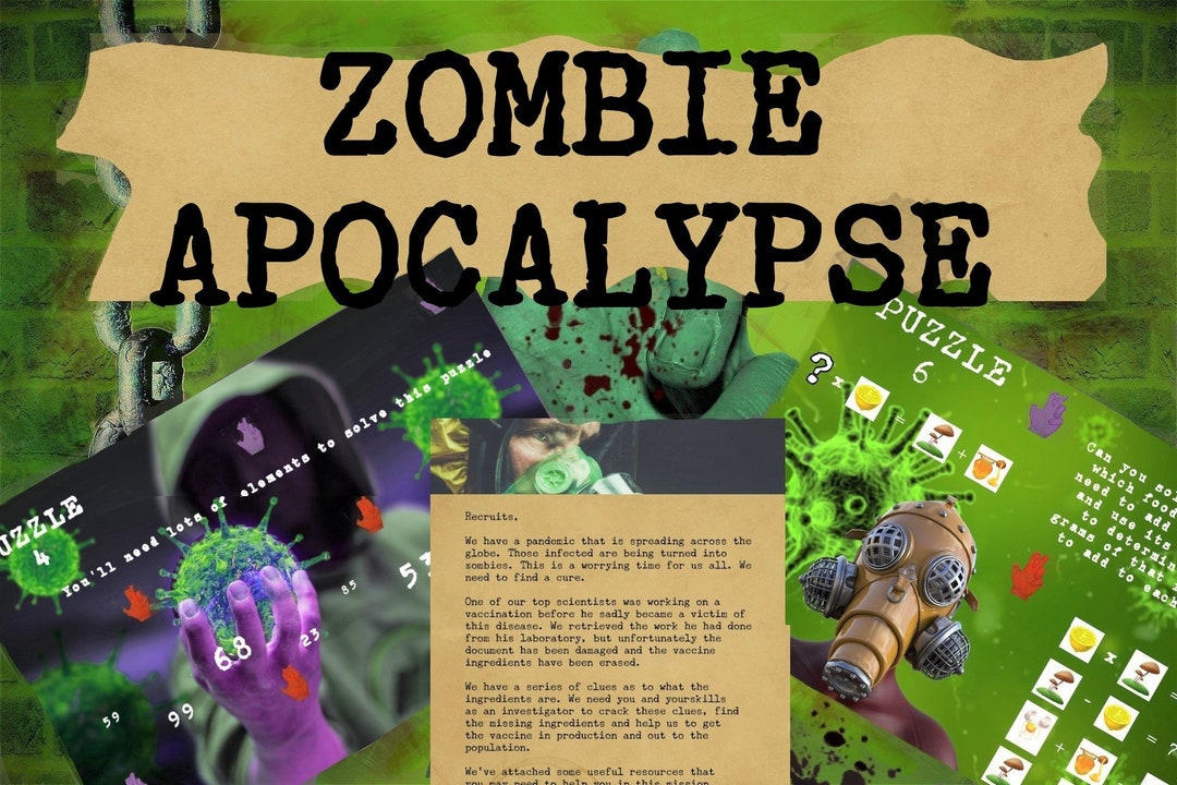 Zombie Apocalypse Escape Room Kit, Escape Room DIY, Printable Kids ...