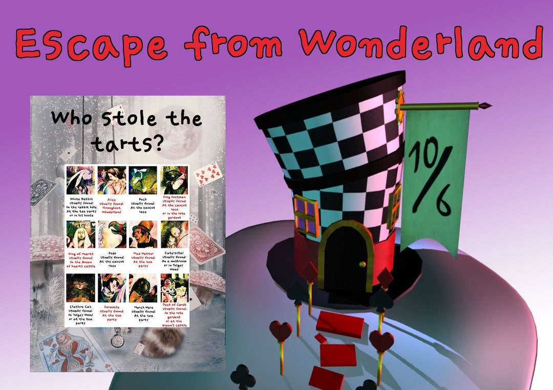 Wonderland Escape Room Kit, Escape Room DIY, Printable Kids Activity ...