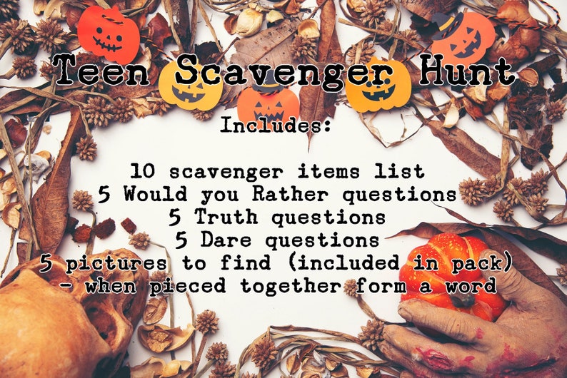 Teens Halloween Scavenger Hunt, Halloween Games, DIY Scavenger Hunt ...