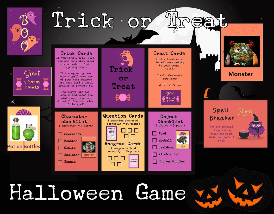 Trick or Treat Game, Halloween Party Game, Halloween Scavenger Hunt ...