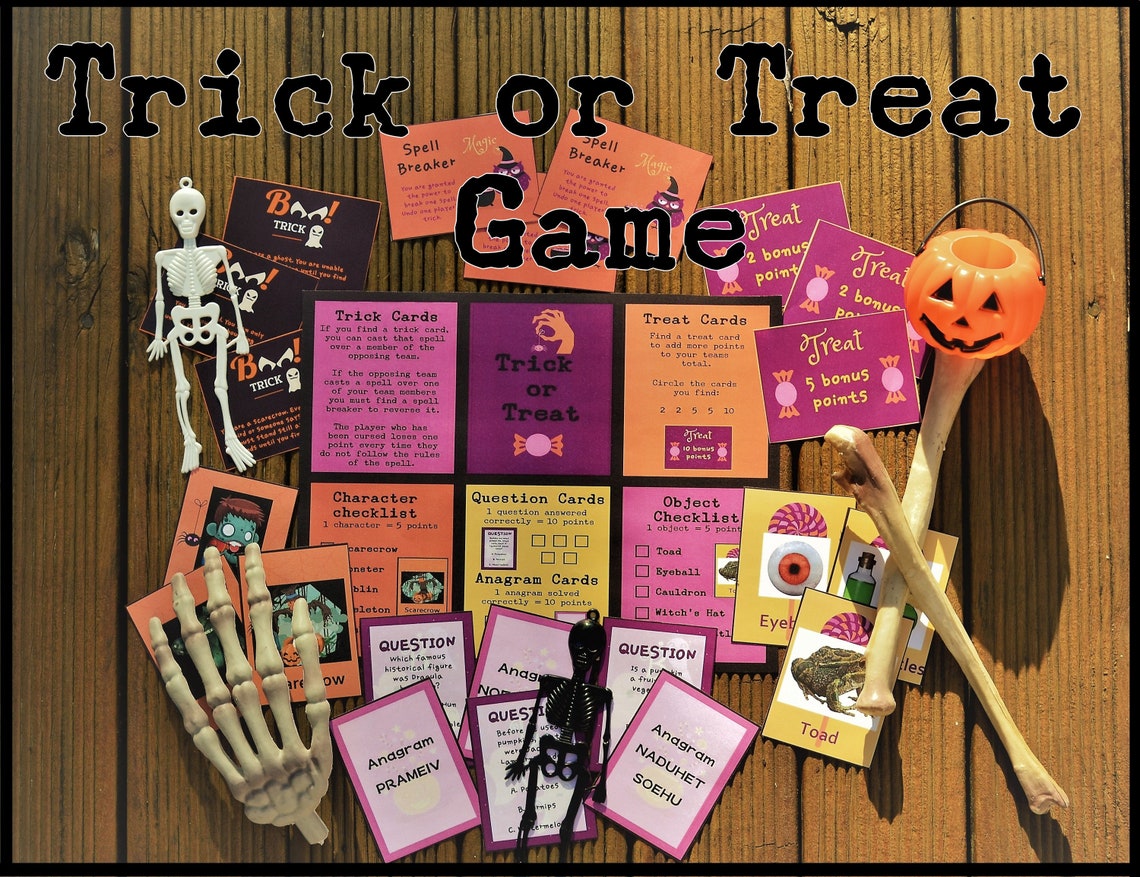Trick or Treat Game Halloween Party Game Halloween Scavenger - Etsy