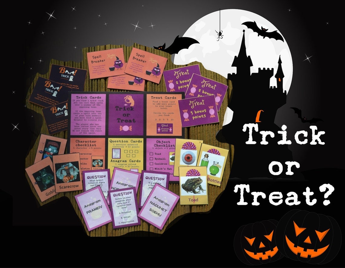 Trick or Treat Game, Halloween Party Game, Halloween Scavenger Hunt ...