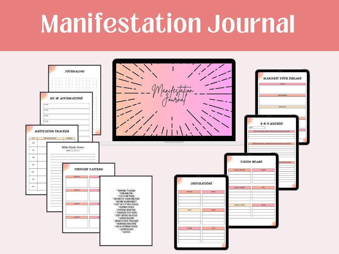 Manifestation Journal | 3-6-9 Method | Vision Board and Affirmation ...