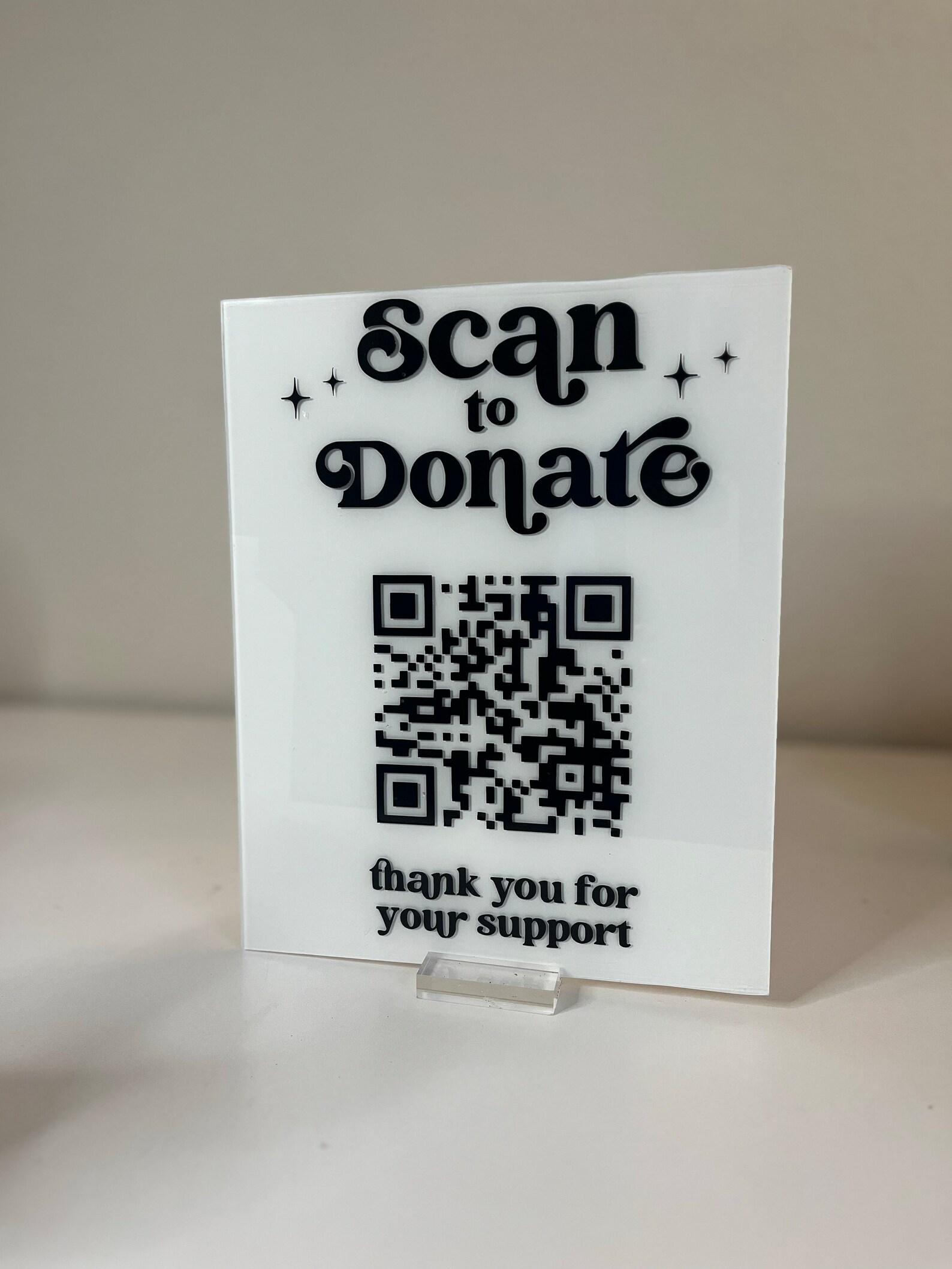 QR Code Donate Acrylic Sign, 8x 10 Donation Sign, Acrylic Sign, QR Code ...