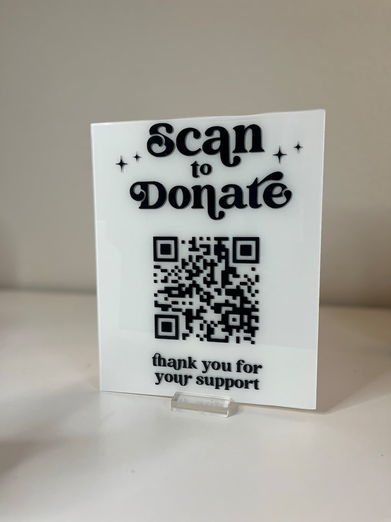 QR Code Donate Acrylic Sign, 8x 10 Donation Sign, Acrylic Sign, QR Code ...