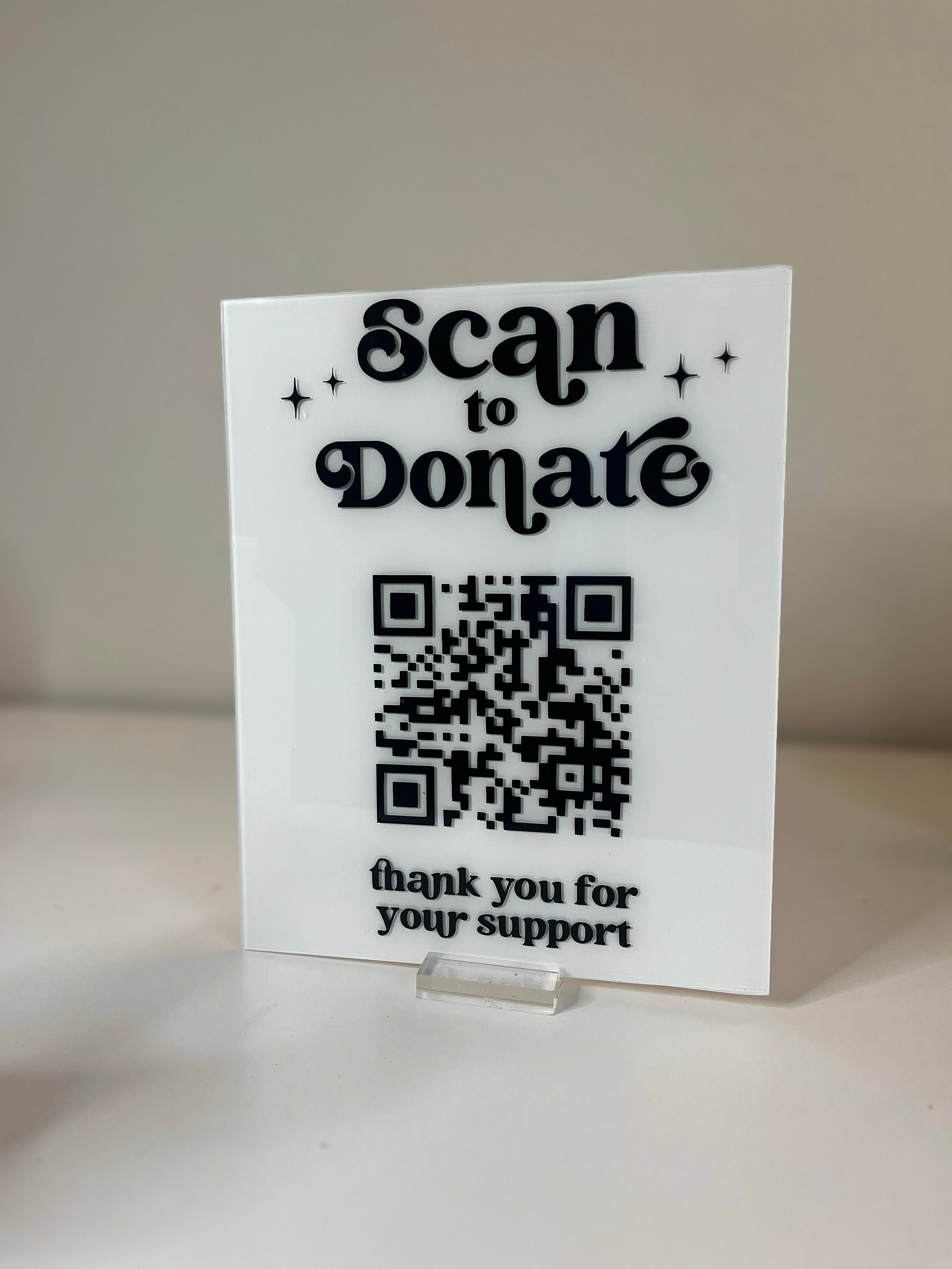QR Code Donate Acrylic Sign, 8x 10 Donation Sign, Acrylic Sign, QR Code Donation, QR Code Sign ...