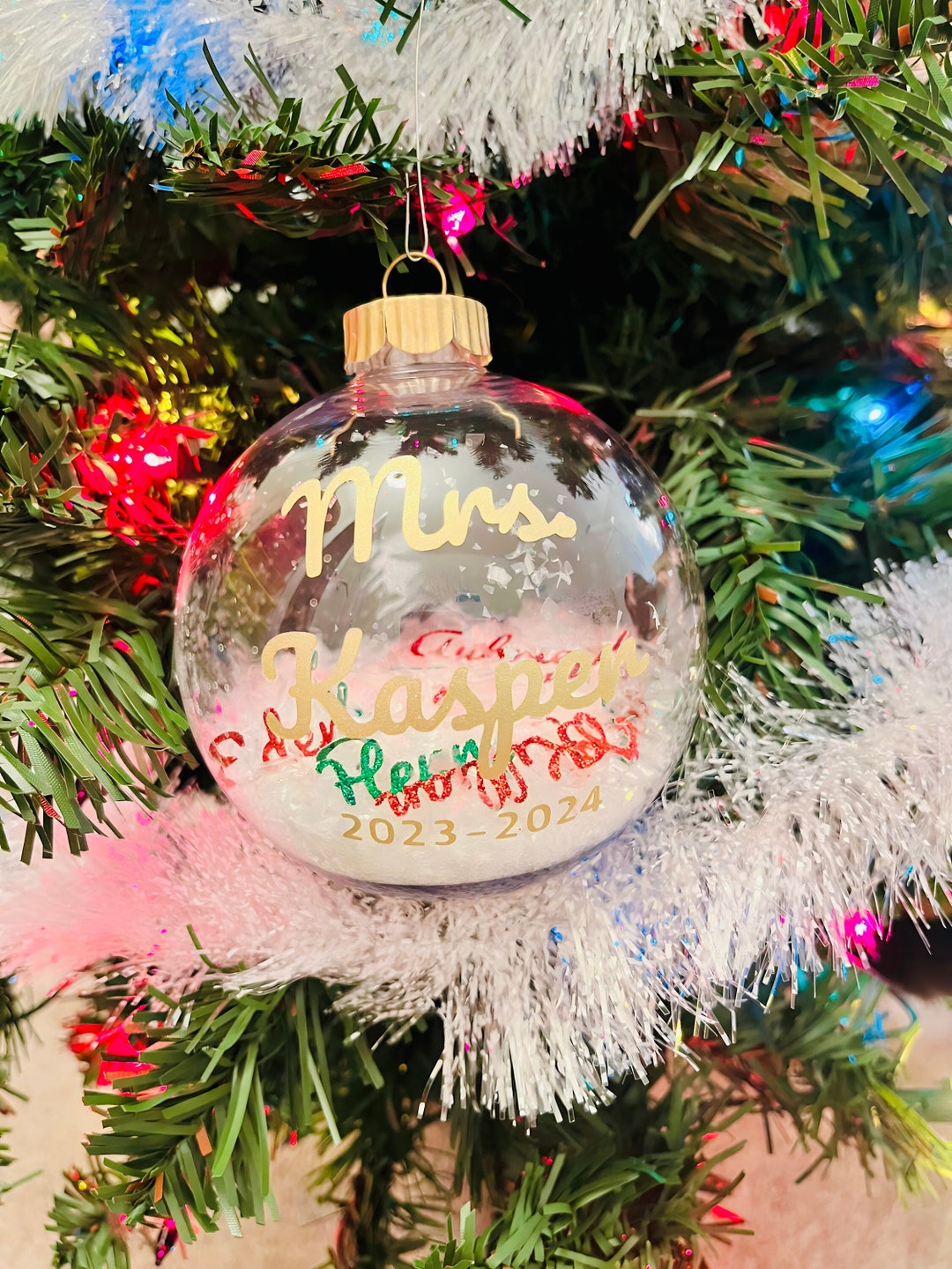 Snow Globe Christmas Ornament for Teachers With Students Names, Custom ...