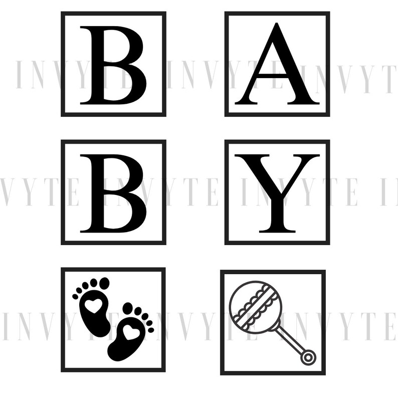 Baby Blocks Template PNG Transparent File for Baby Shower Centerpiece ...