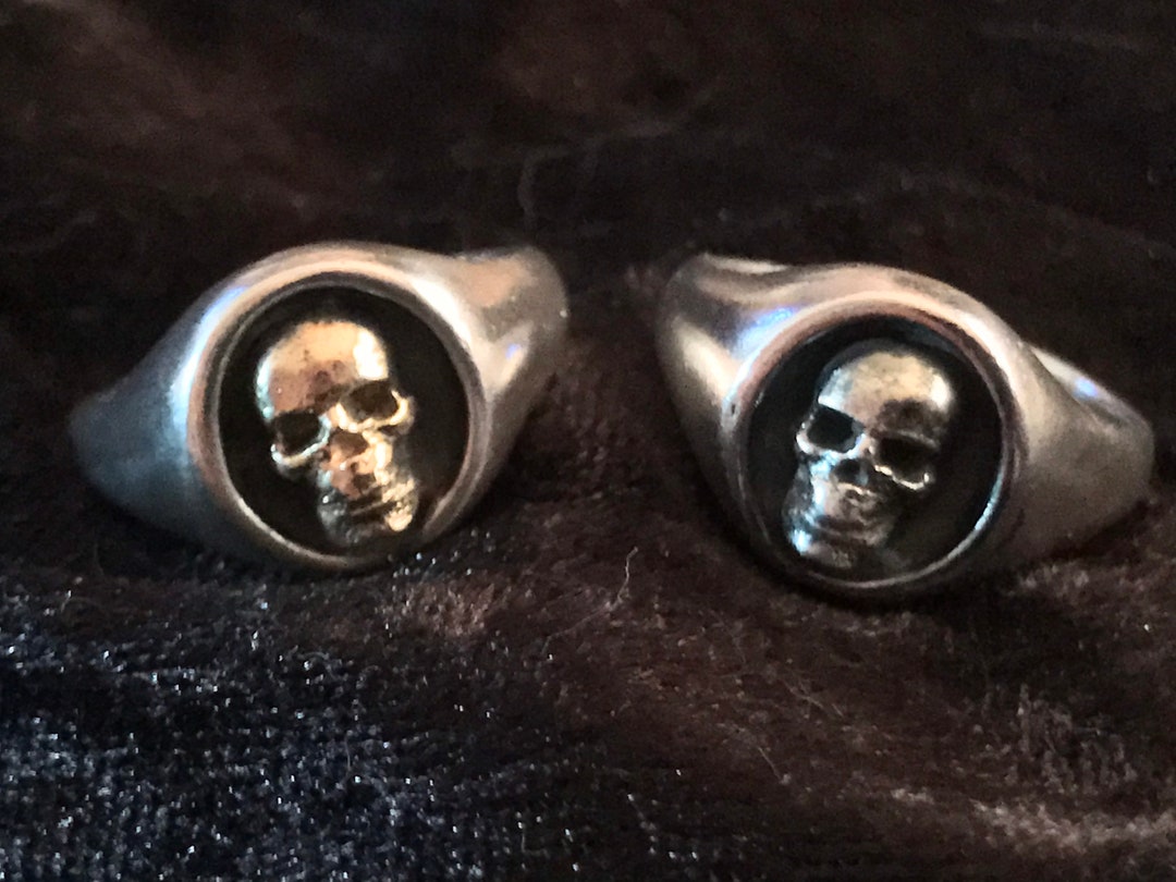 Skull Signet Ring. Sterling Silver, or Sterling Silver and Gold ...