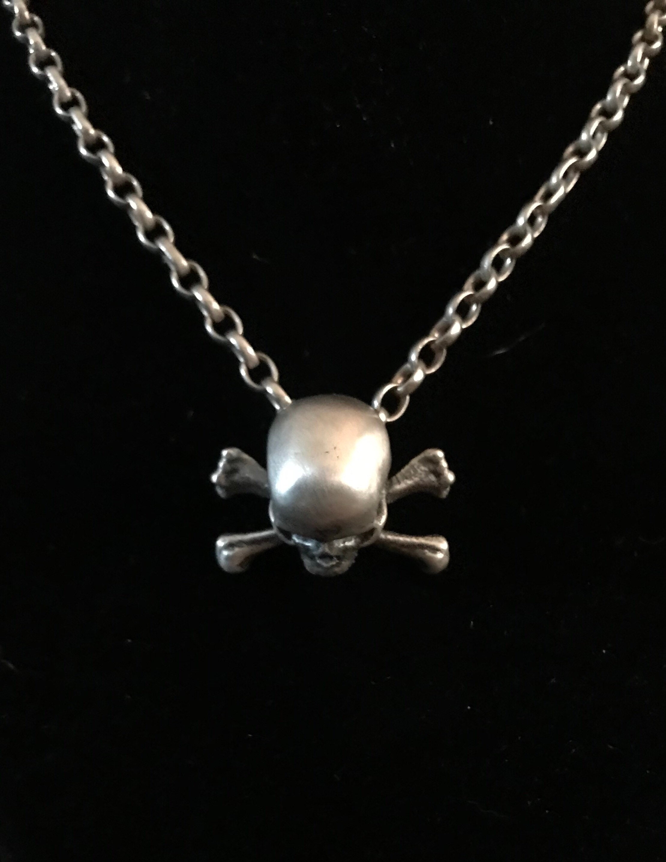 Skull and Crossbones Handmade Sterling Silver Pendant. | Etsy