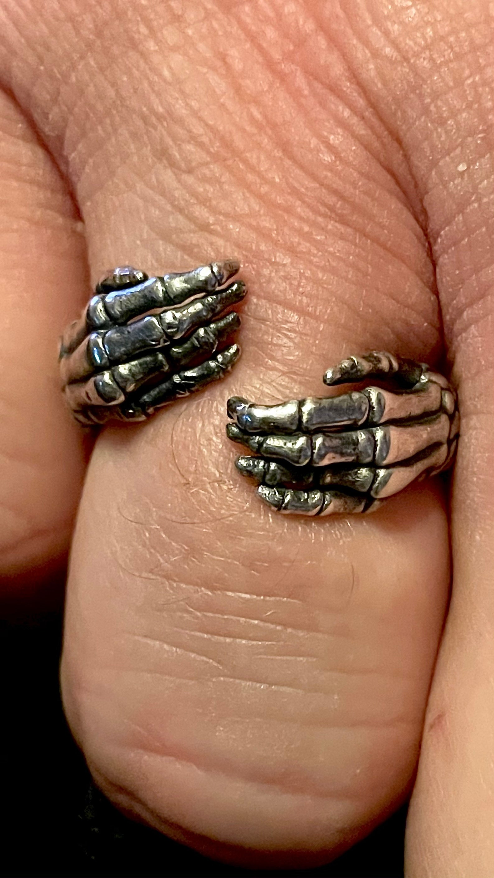 Skeleton Hug Ring. Adjustable Handmade Sterling Silver Hug - Etsy