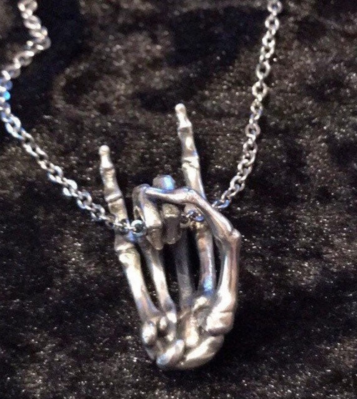 Horns up Pendant Classic Silver Heavy Metal Devil Horns | Etsy