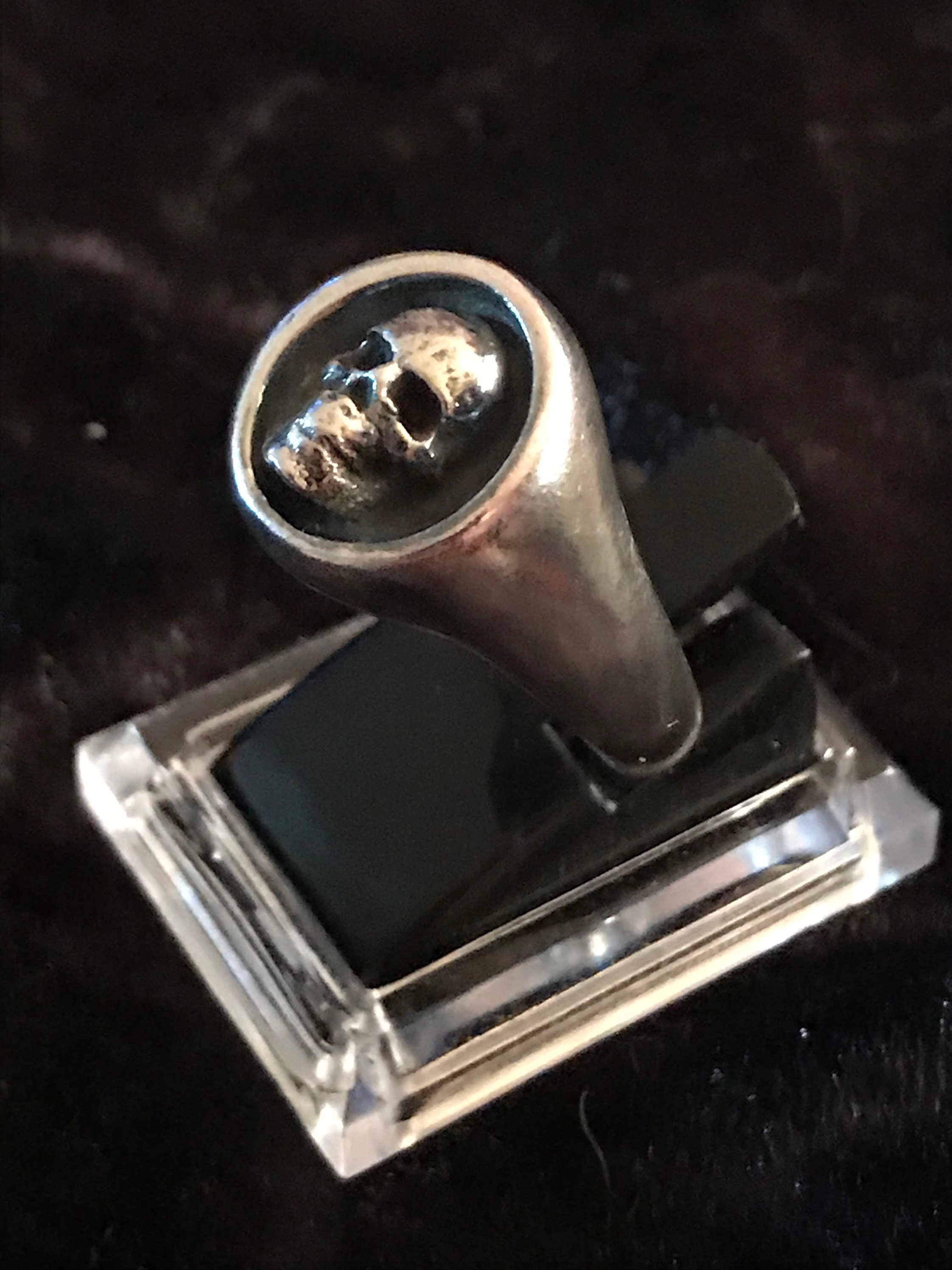 Skull Signet Ring. Sterling Silver or Sterling Silver and - Etsy