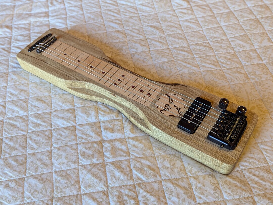 Mini Travel Headless Lap Steel Guitar – Black Limba & Maple, P90 Pickup ...