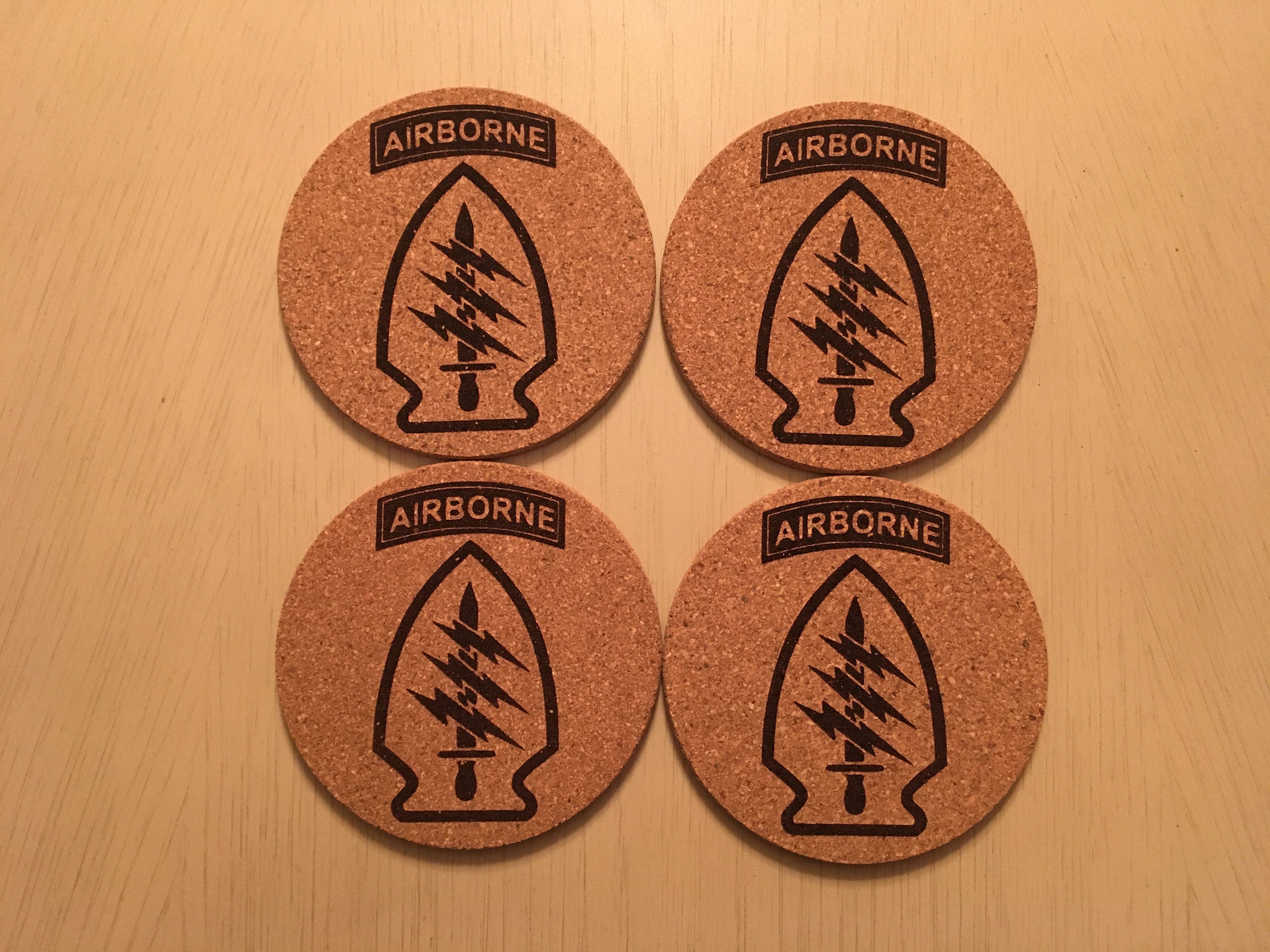 Set of 4 Laser Engraved Cork Coasters United States Army | Etsy
