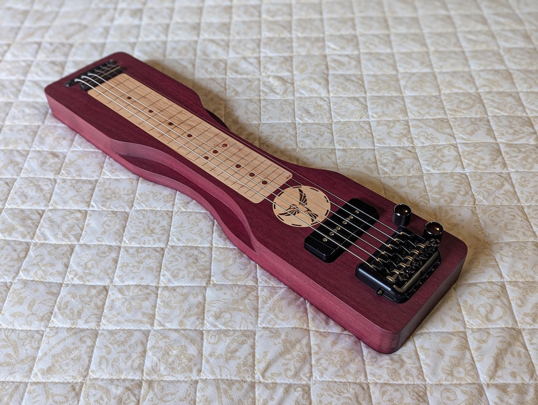Mini Travel Headless Lap Steel Guitar – Purpleheart & Maple, P90 Pickup ...