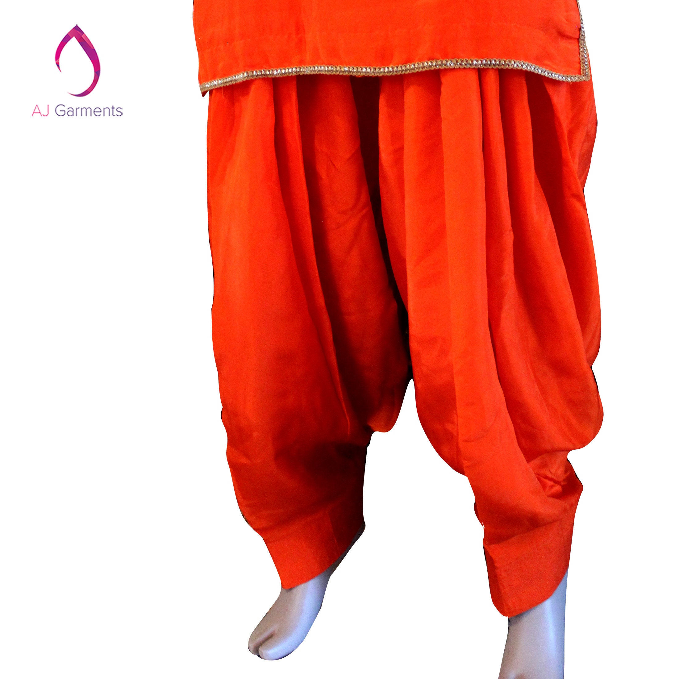 Orange Silk Punjabi Patiala Pant Suit Custom Made Designer Salwar ...