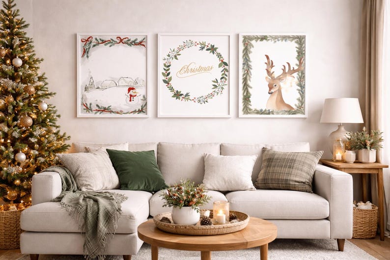 Watercolour Christmas Clip Art Bundle PNG | Snowman Wreath Reindeer ...