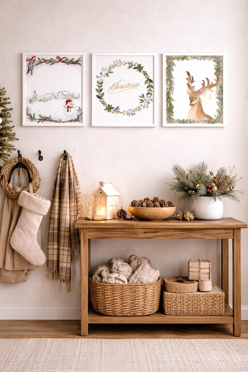 Watercolour Christmas Clip Art Bundle PNG | Snowman Wreath Reindeer ...