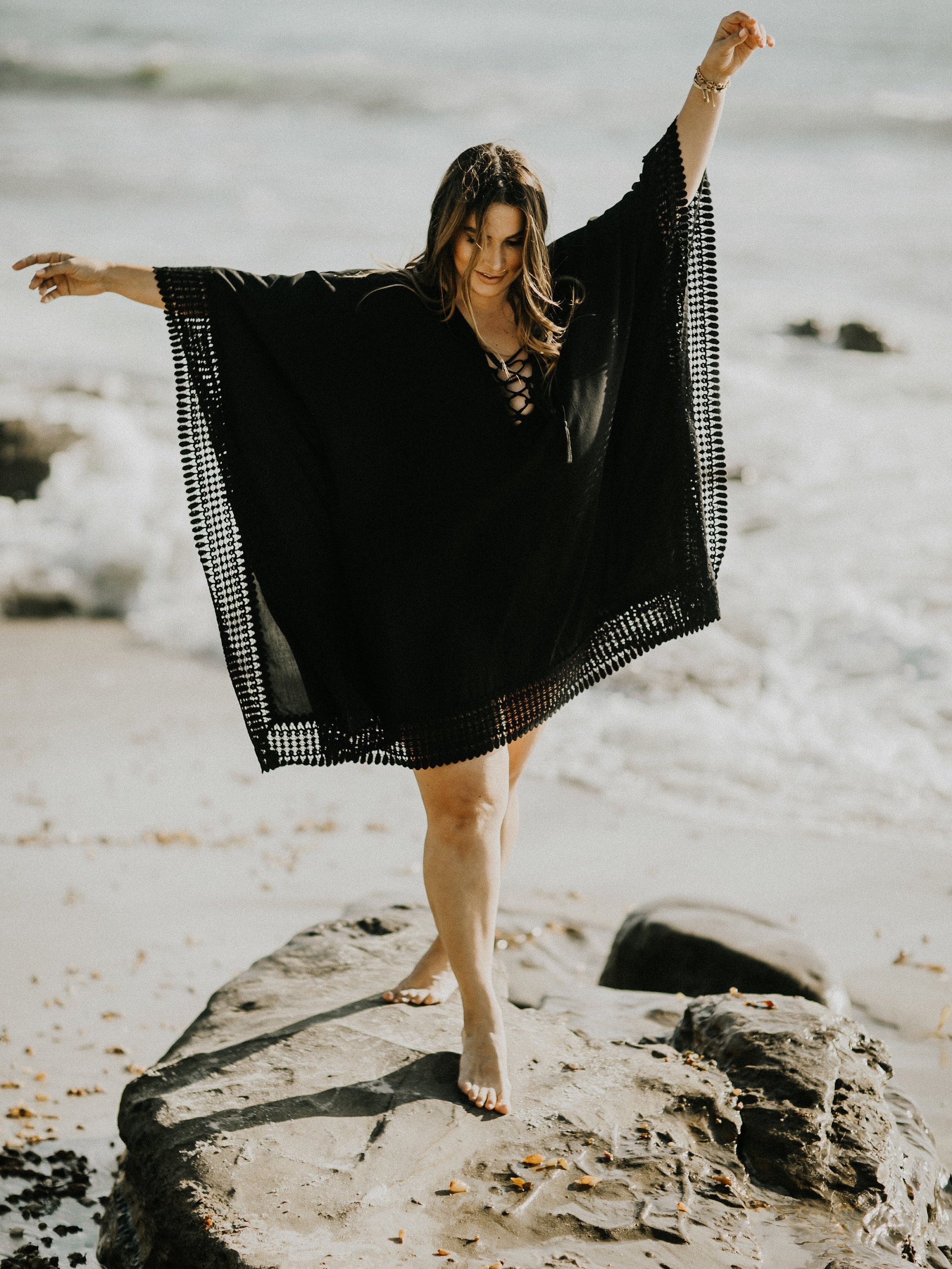 Georgina Plus Size Caftan, Plus Size Black Caftan, Plus Size Black ...