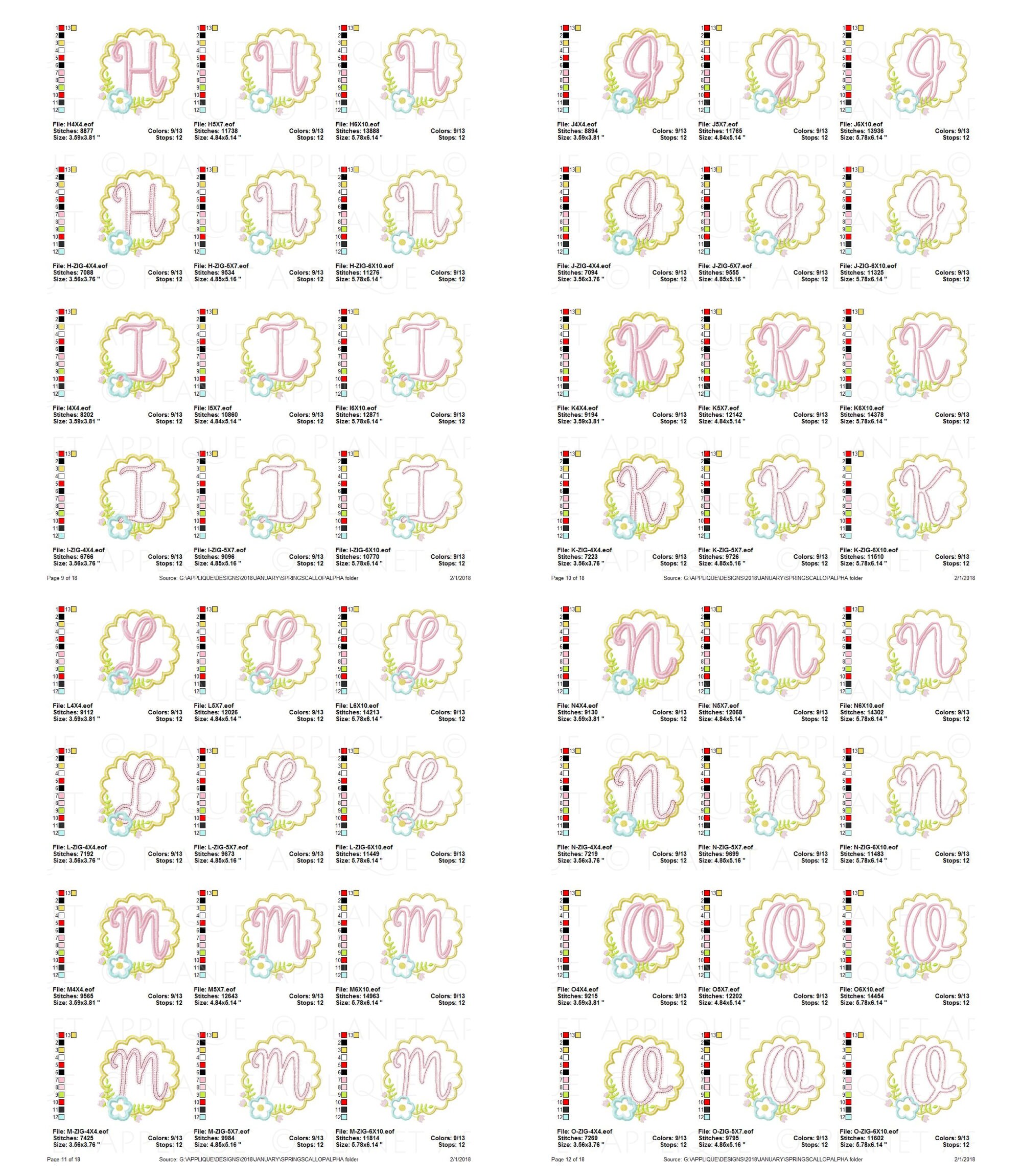 Spring Scallop Applique Font Monogram Machine Embroidery | Etsy