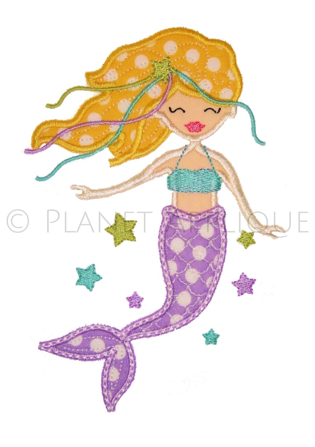 Mermaid 2 Applique Machine Embroidery Design Under the Sea - Etsy