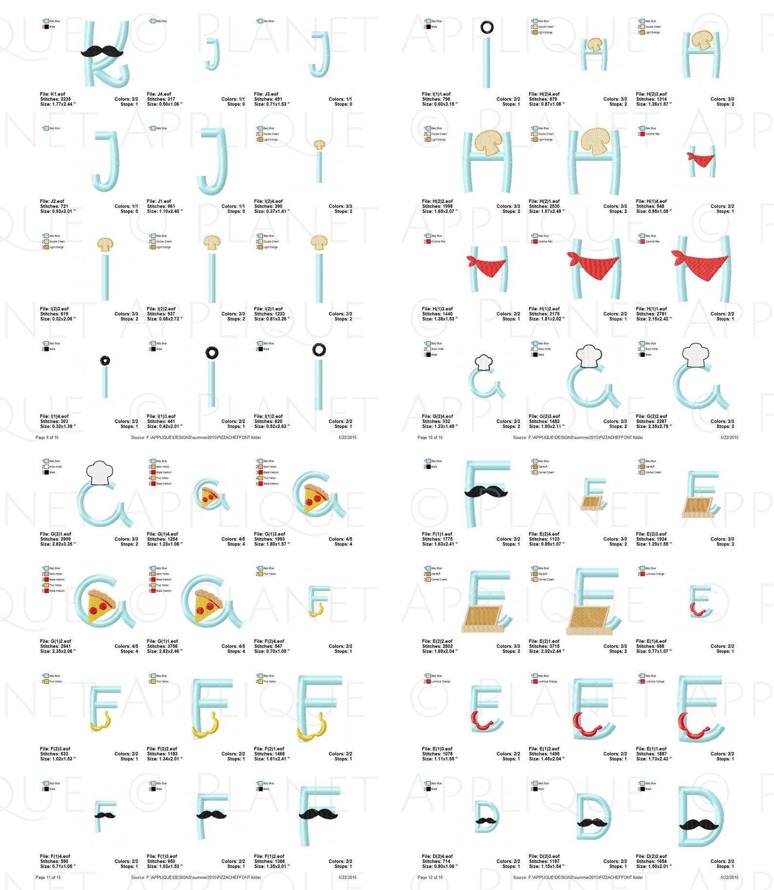 Pizza Party Font Monogram Font Alphabet Machine Embroidery - Etsy