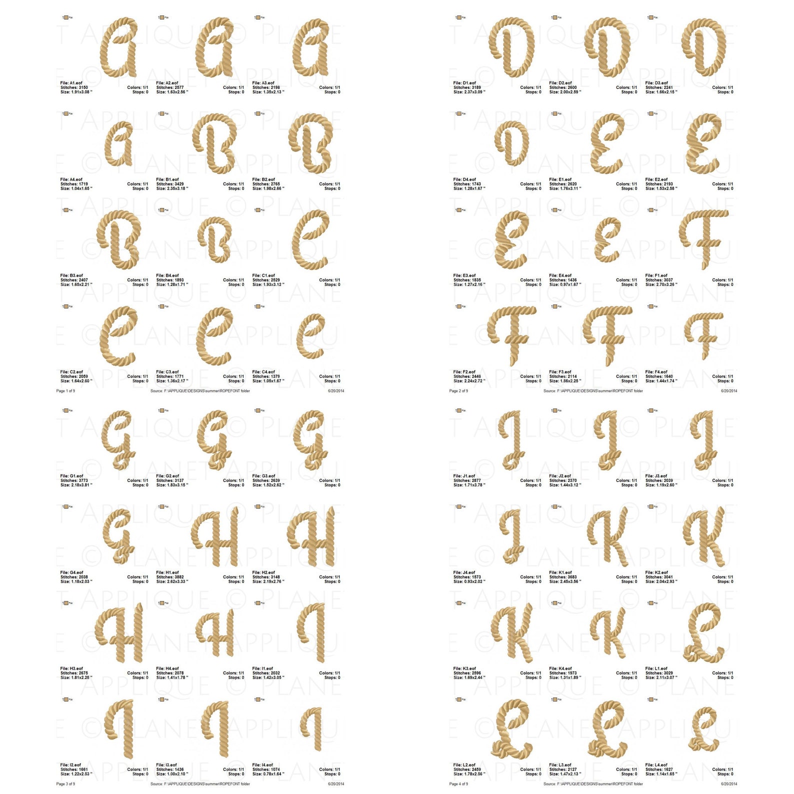 Rope Script Monogram Font Alphabet Machine Embroidery Designs - Etsy
