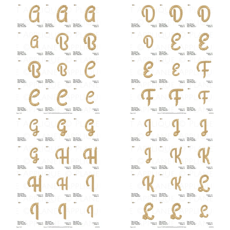Rope Script Monogram Font Alphabet Machine Embroidery Designs - Etsy