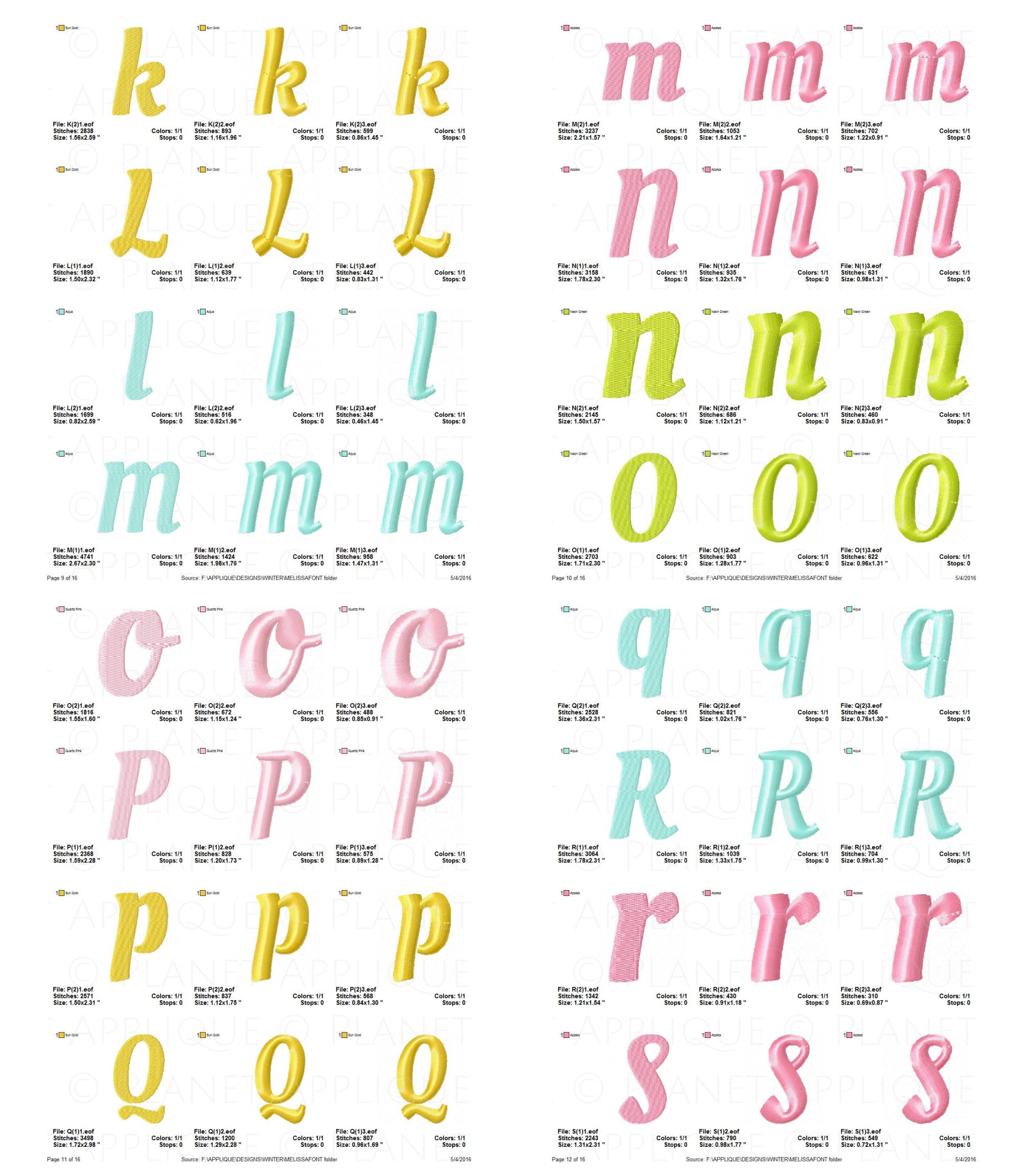 Melissa Script Monogram Font Alphabet Machine Embroidery - Etsy