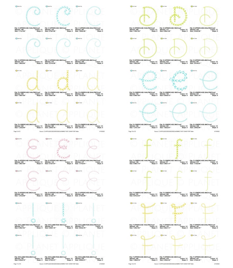 Jasmine Chain Stitch Cursive Script Monogram Font Alphabet - Etsy