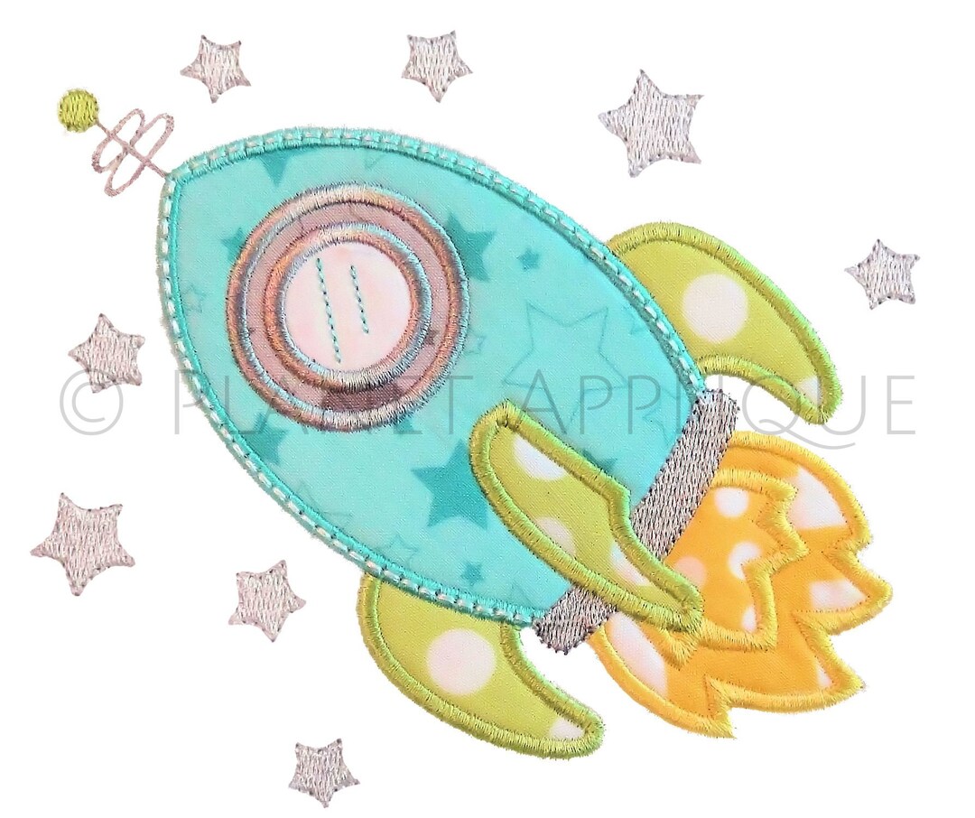 Space Rocket Applique Machine Embroidery Design Outter Space NASA ...