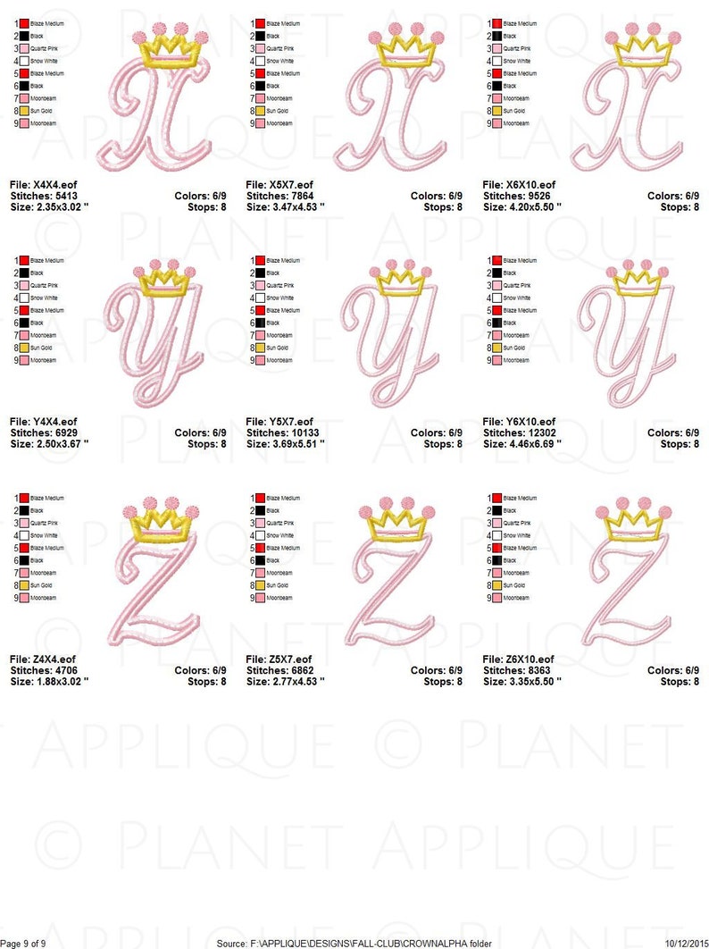 Princess Crown Cursive Script Applique Alphabet Monogram Font - Etsy