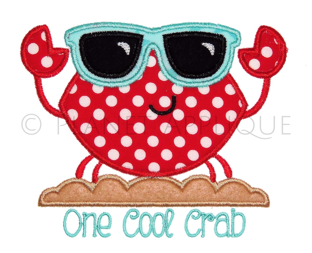Cool Crab Applique Machine Embroidery Design Under the Sea Beach - Etsy
